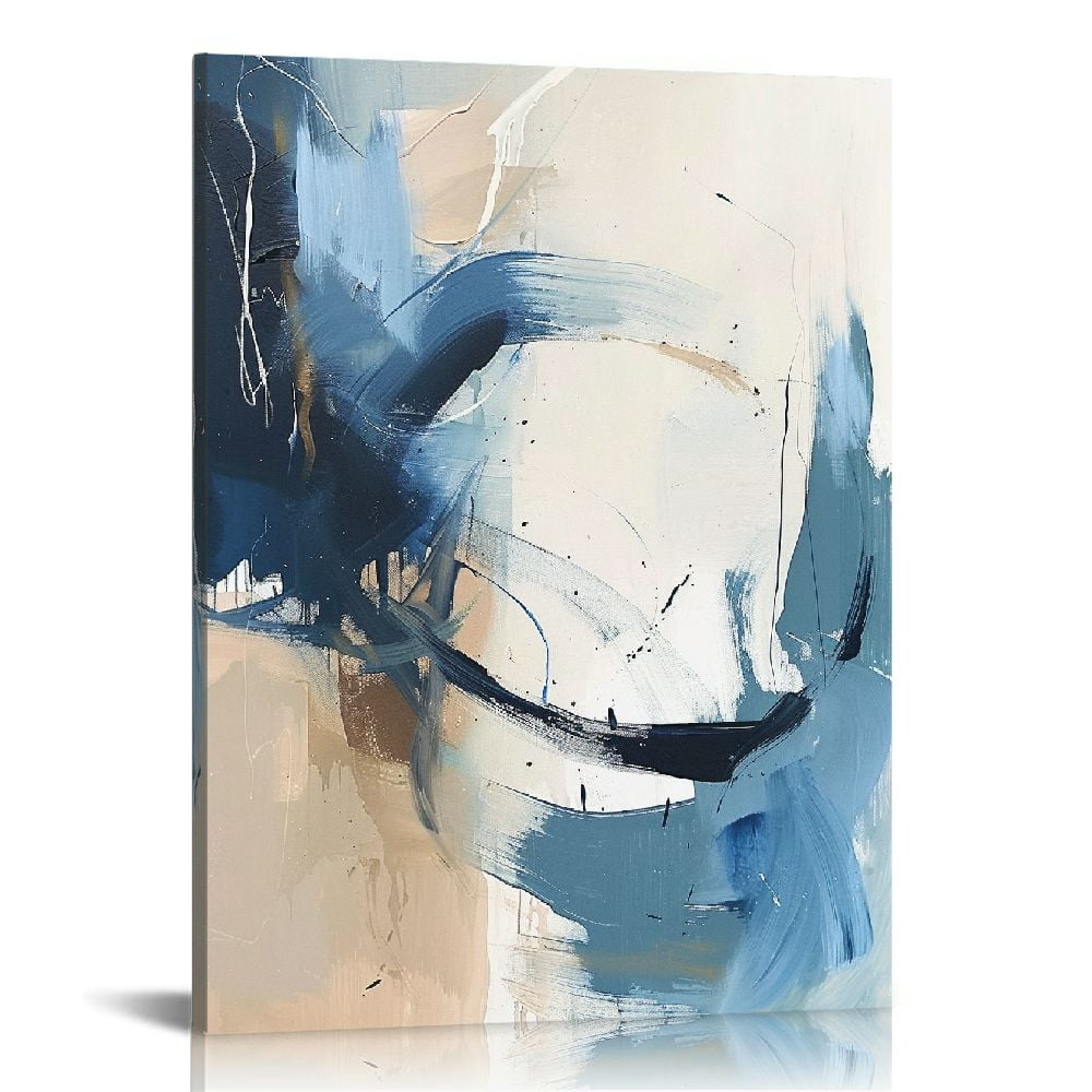 JEUXUS Navy Blue Pictures Wall Art Abstract Modern Painting Canvas ...