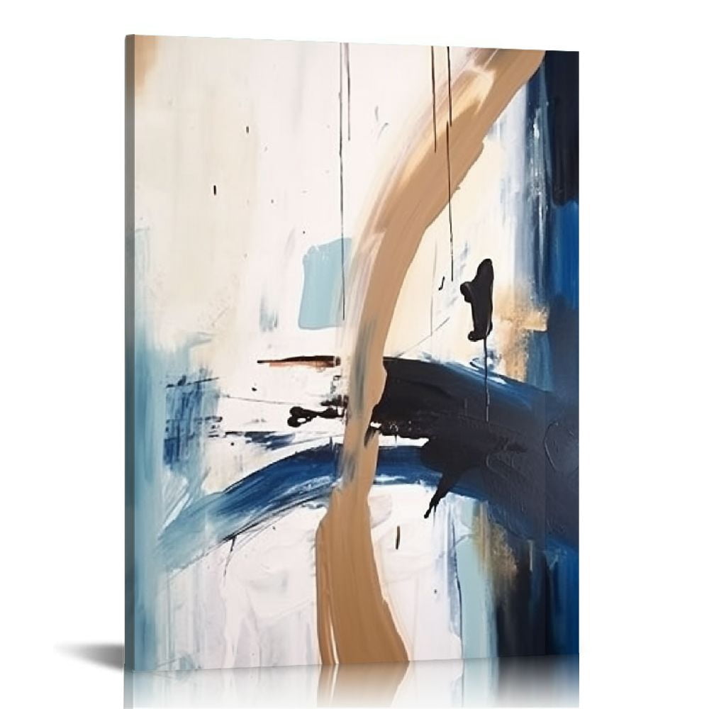 JEUXUS Navy Blue Pictures Wall Art Abstract Modern Painting Canvas ...