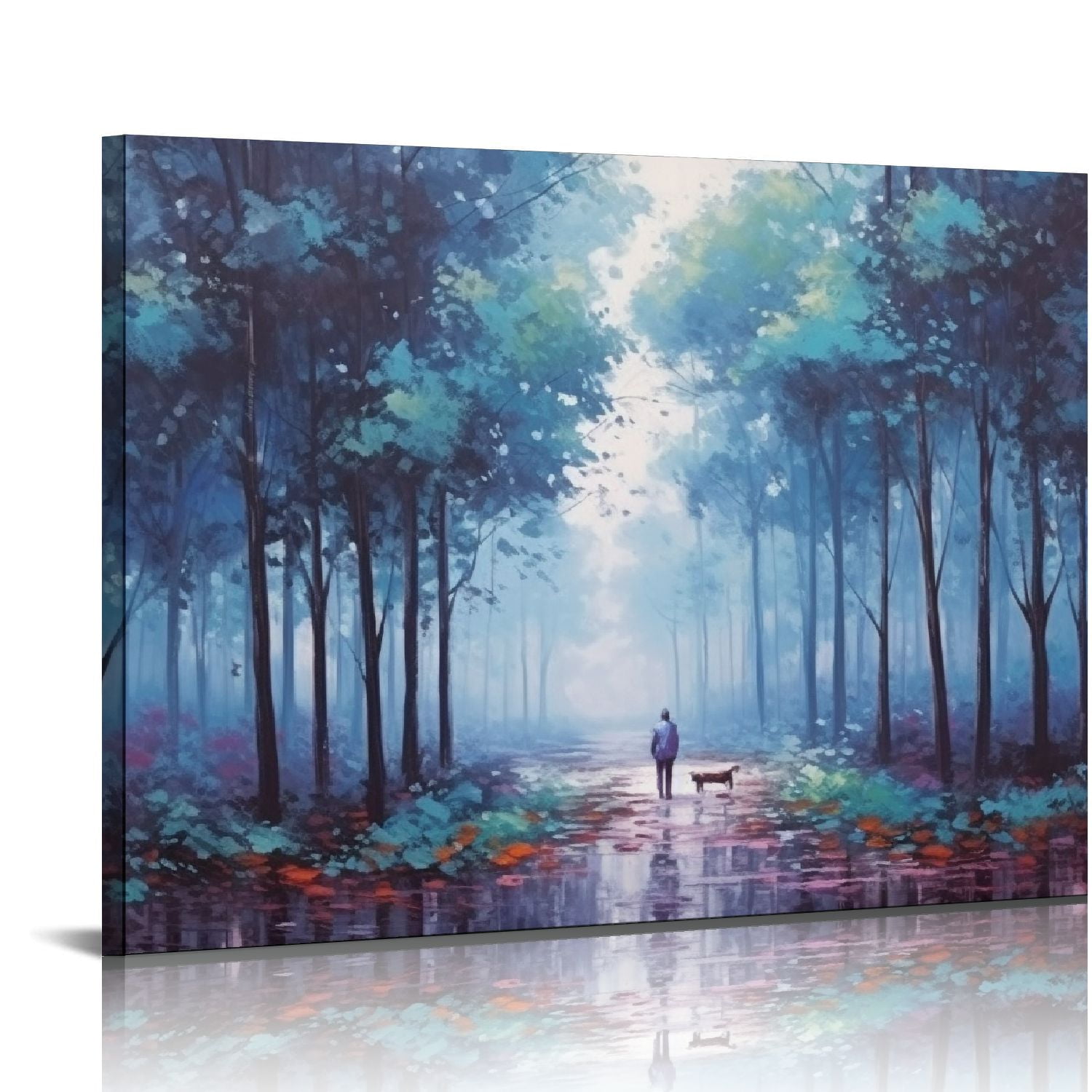 JEUXUS Navy Blue Wall Art - Large Wall Art - Multi-layered Paint ...