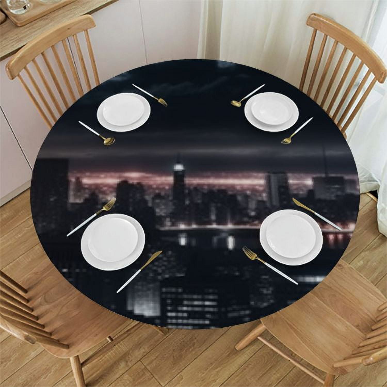 JEUXUS New York Night Sky Print Round Tablecloths Waterproof Washable ...