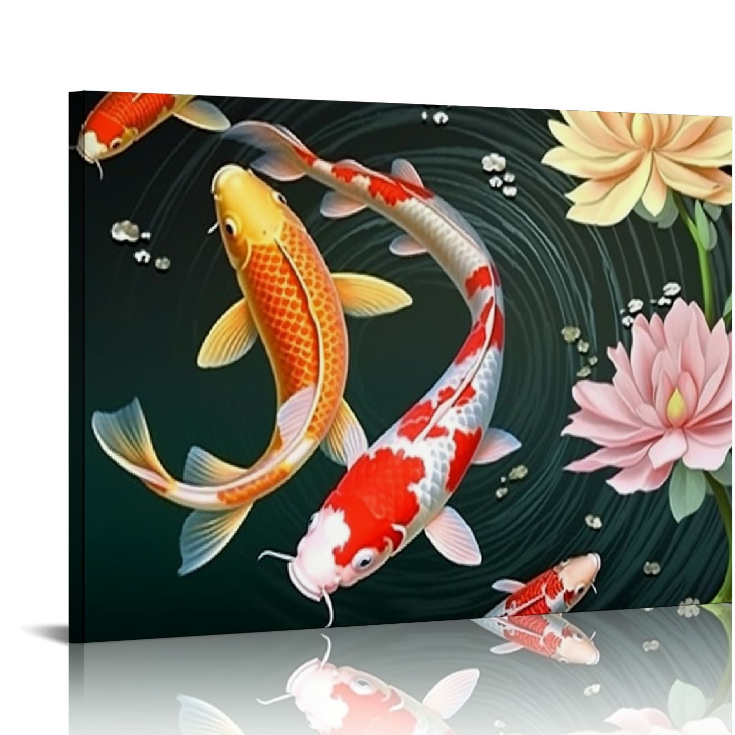 JEUXUS Nine Koi Fish Canvas Painting Wall Art Feng Shui Lucky Carp in ...