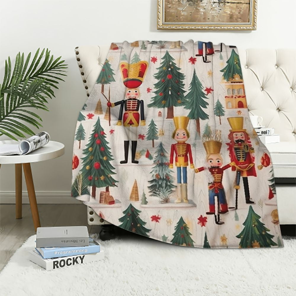 JEUXUS Nutcracker Blanket Cute Throw Blanket Pine Tree Evergreen Tree ...