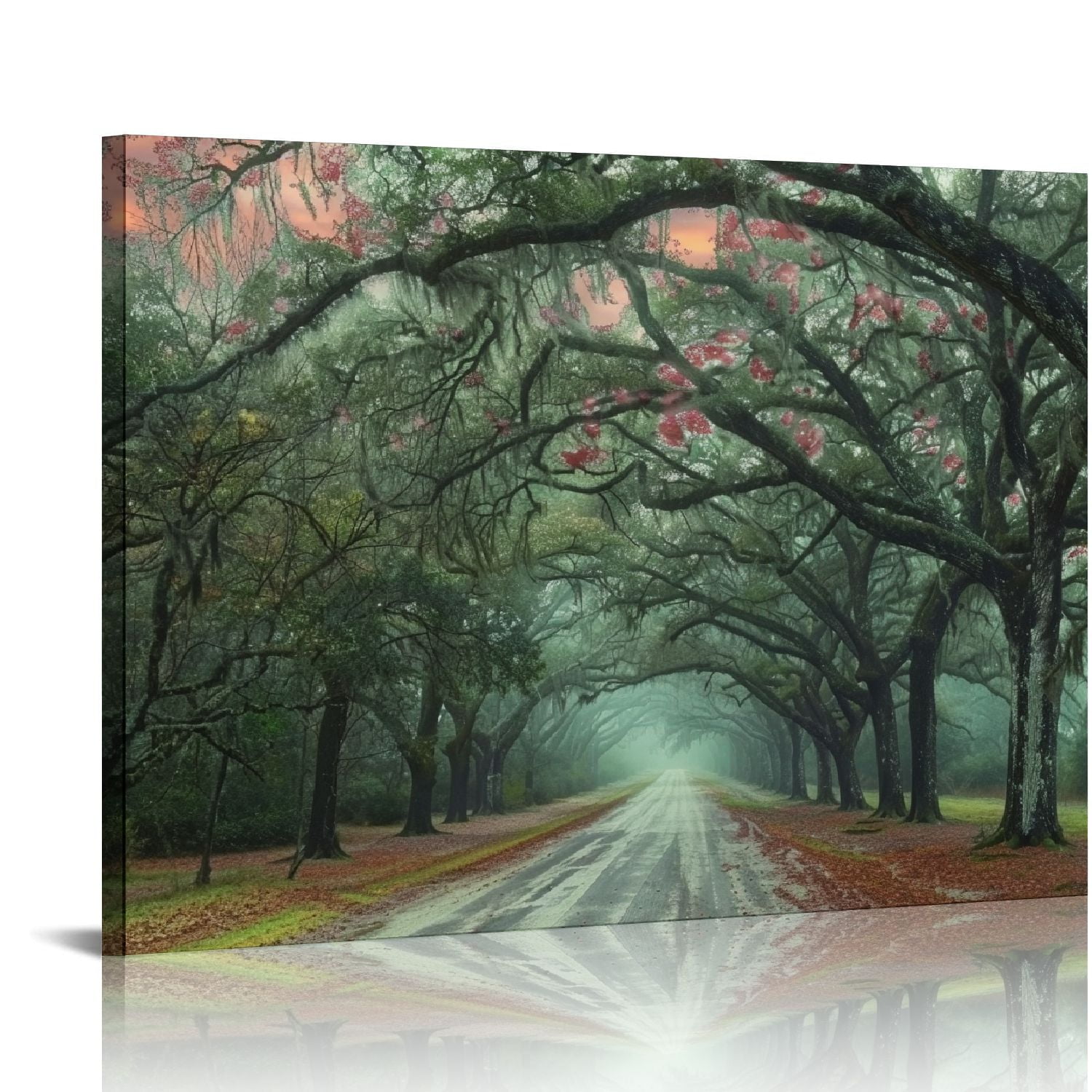 JEUXUS Oak Tree Canvas Wall Art: Green Landscape Artwork Forest Picture ...