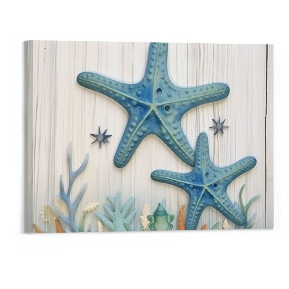 JEUXUS Ocean Beach Starfish Wall Art, Seashore Coastal Cottage Ocean ...