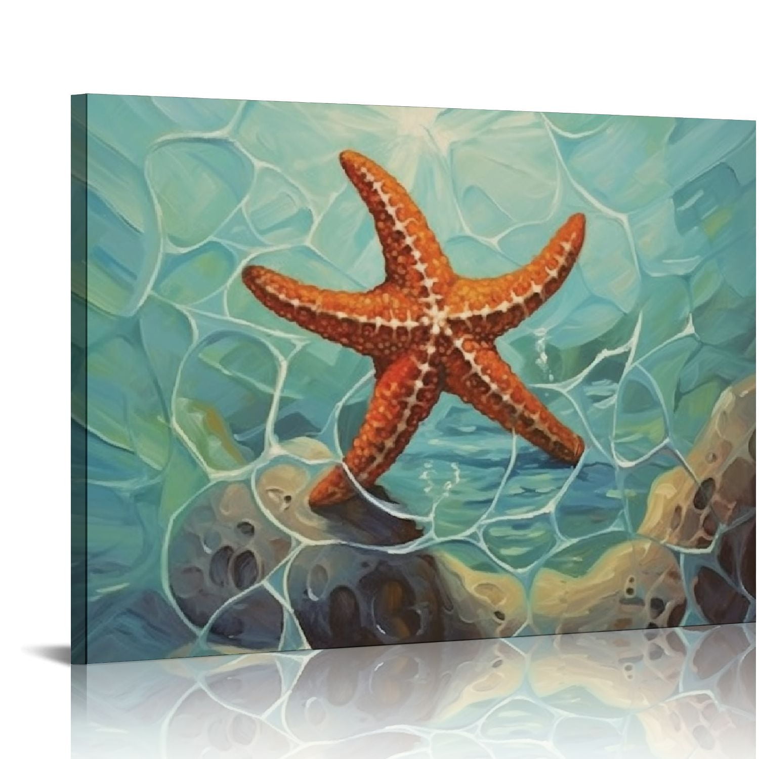 RUIYC Ocean Starfish Canvas Wall Art Dark Sea Decorations for Home ...