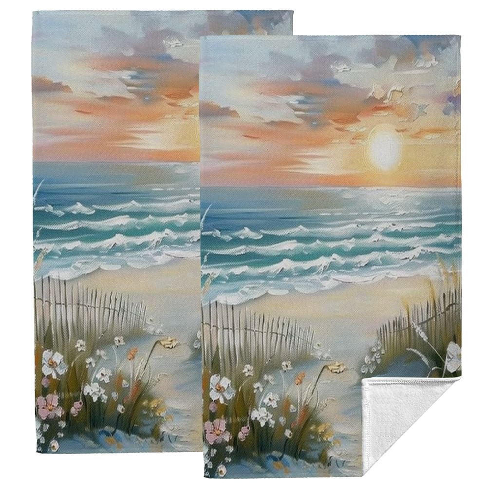 JEUXUS Ocean Sunset Theme Towels 2-Pack, Absorbent Hand Towels for ...