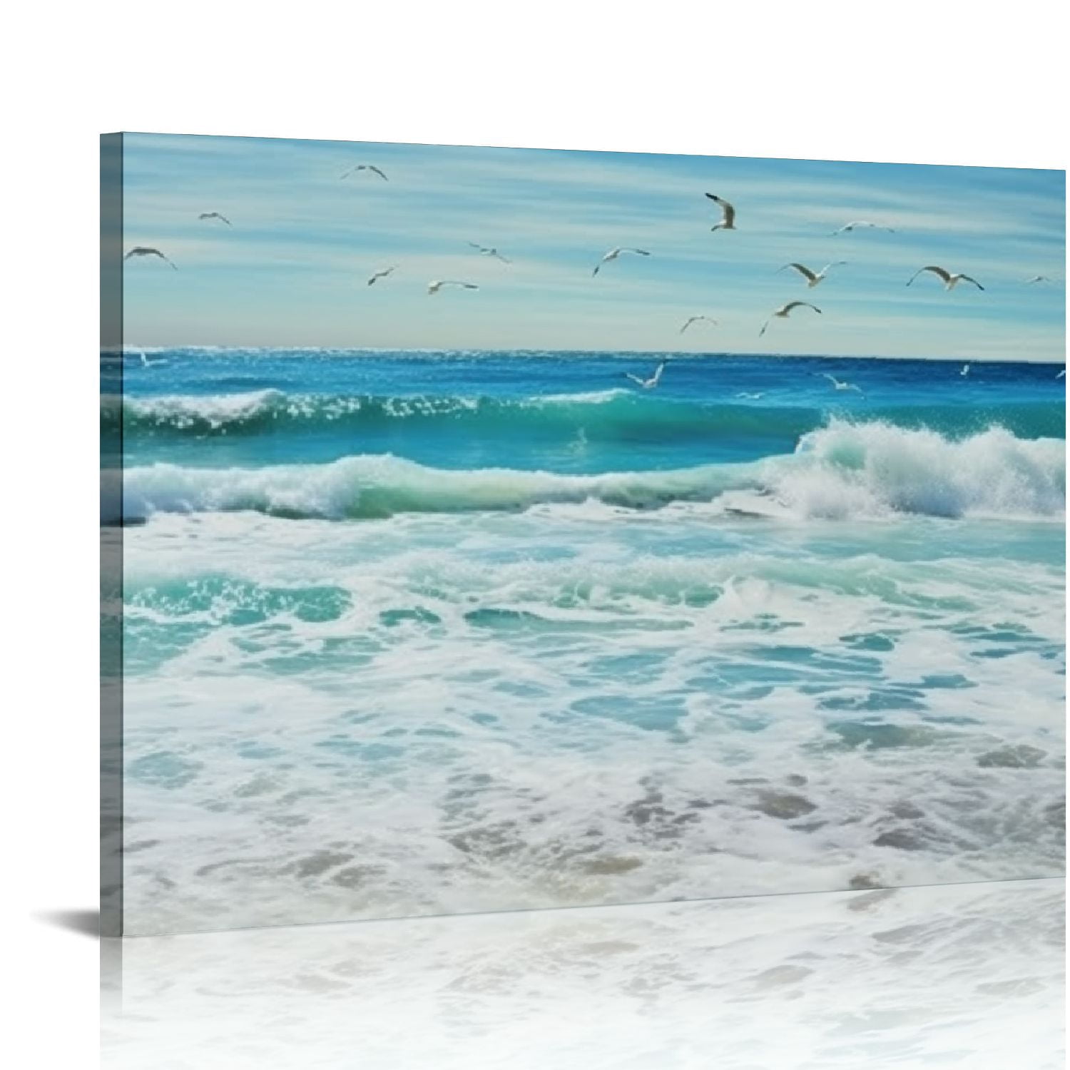 JEUXUS Ocean Waves Canvas Wall Art for Living Room Wall Decor Summer ...