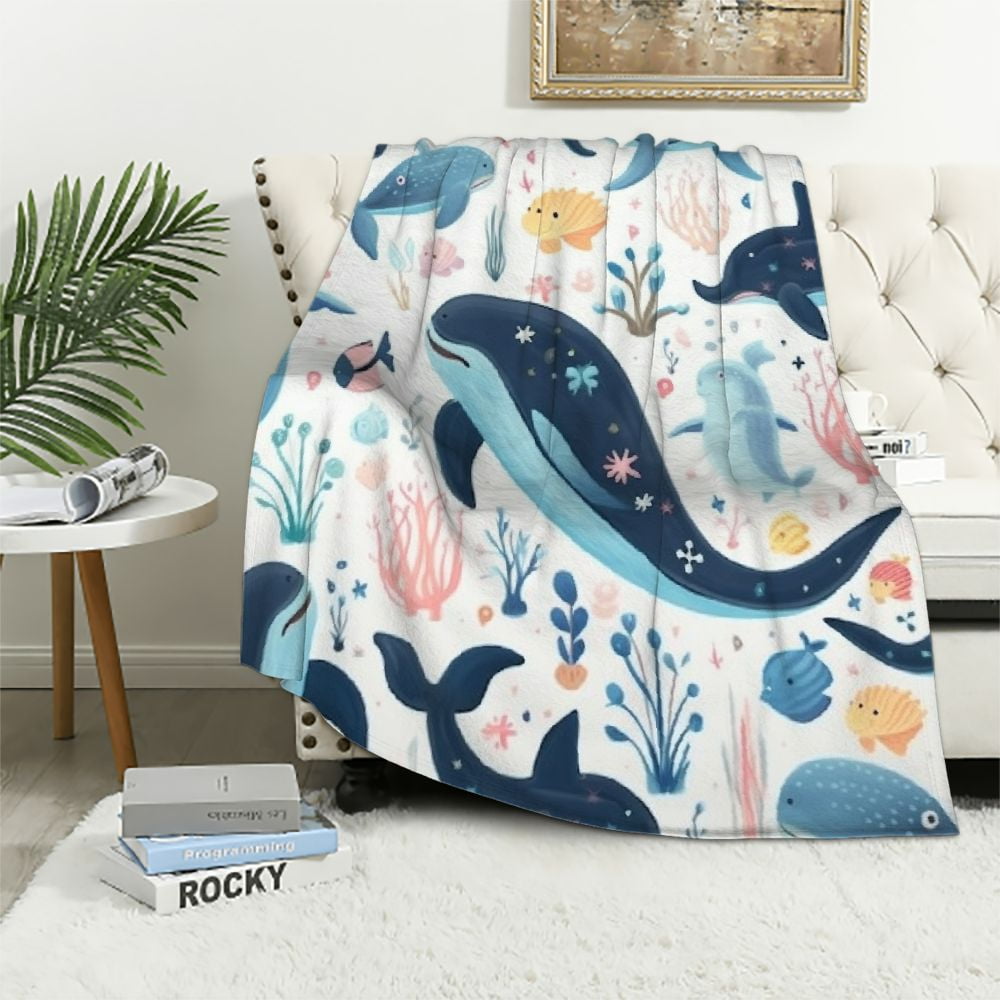 JEUXUS Ocean Whale Dolphin Blanket Gift for Girls Boys Kids-60x50 ...