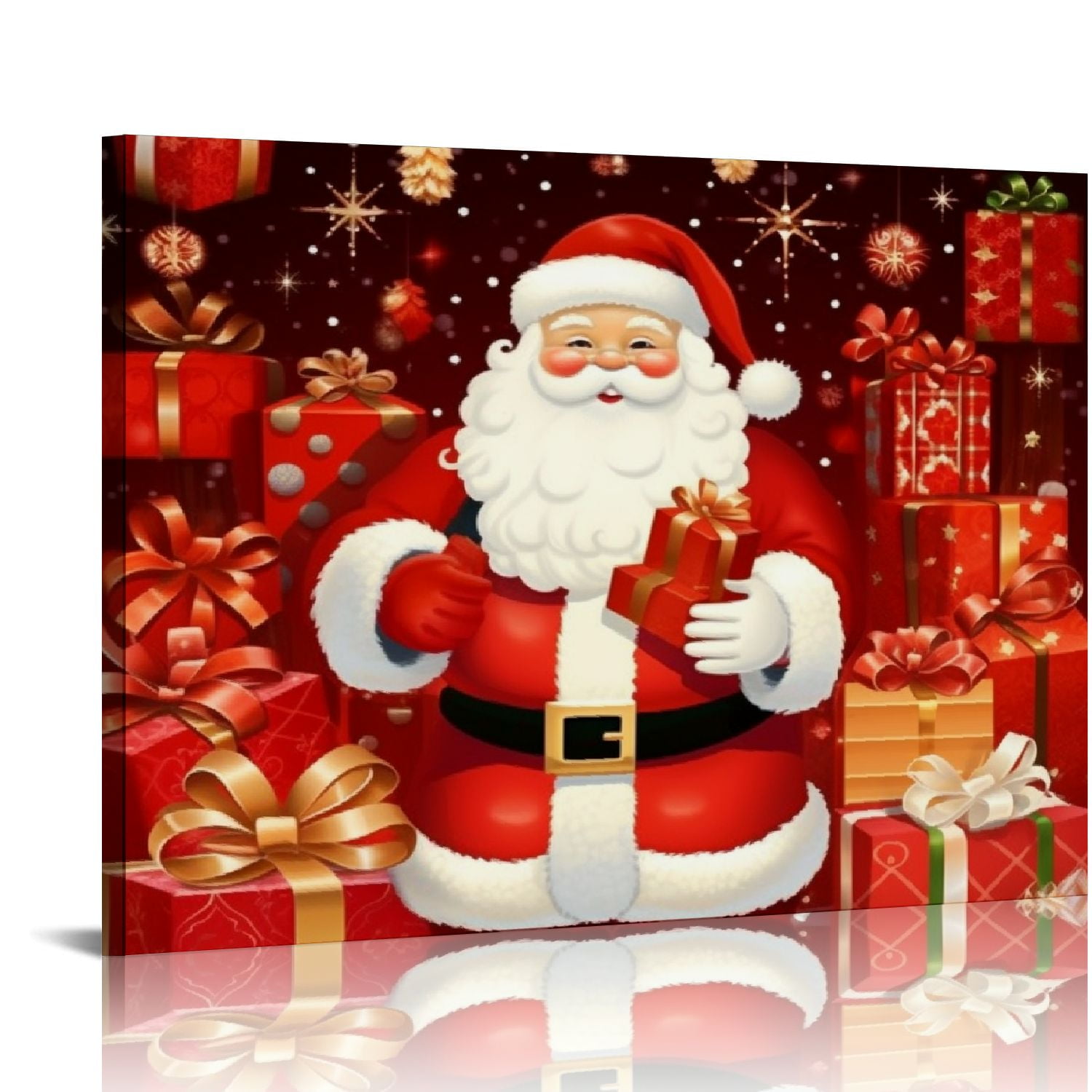 JEUXUS Oil Paintings On Canvas Wall Art, Merry Christmas Red Santa ...