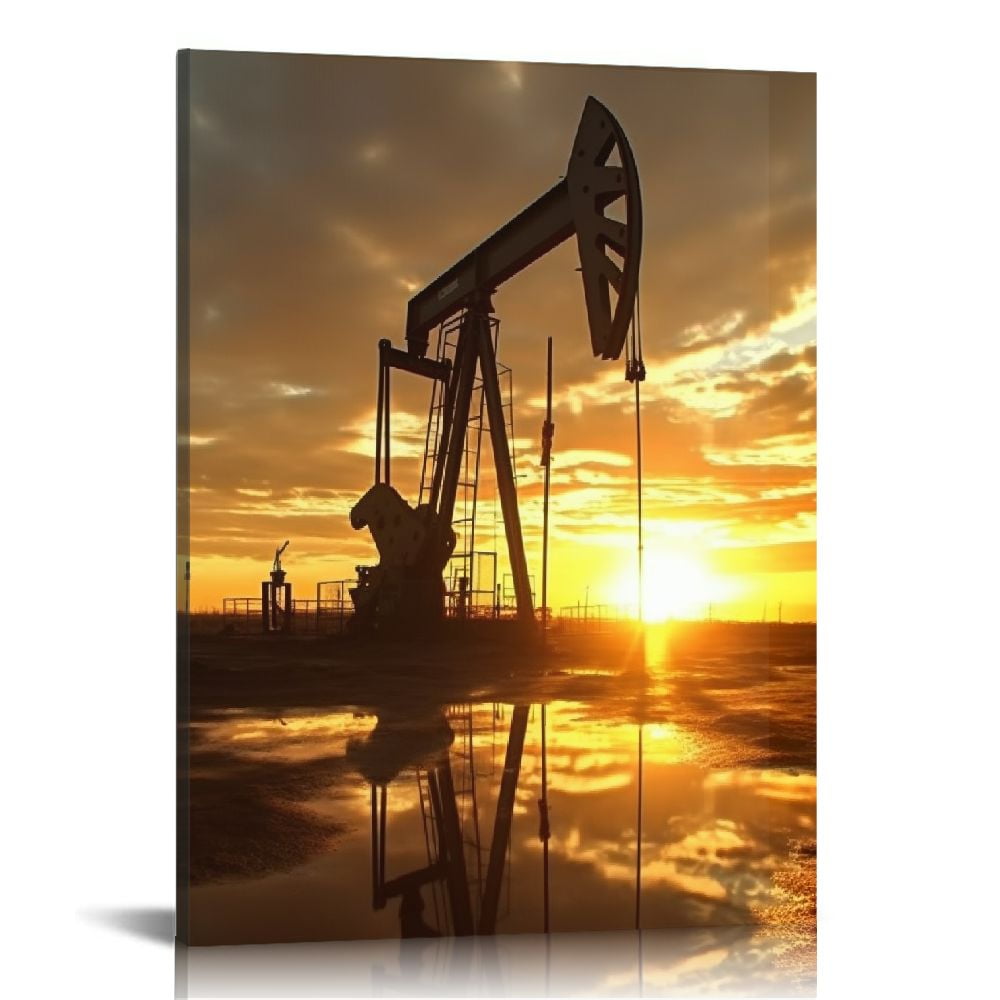 JEUXUS Oil Pump Wall Art Oil Rig Picture Wall Decor OilField Canvas ...
