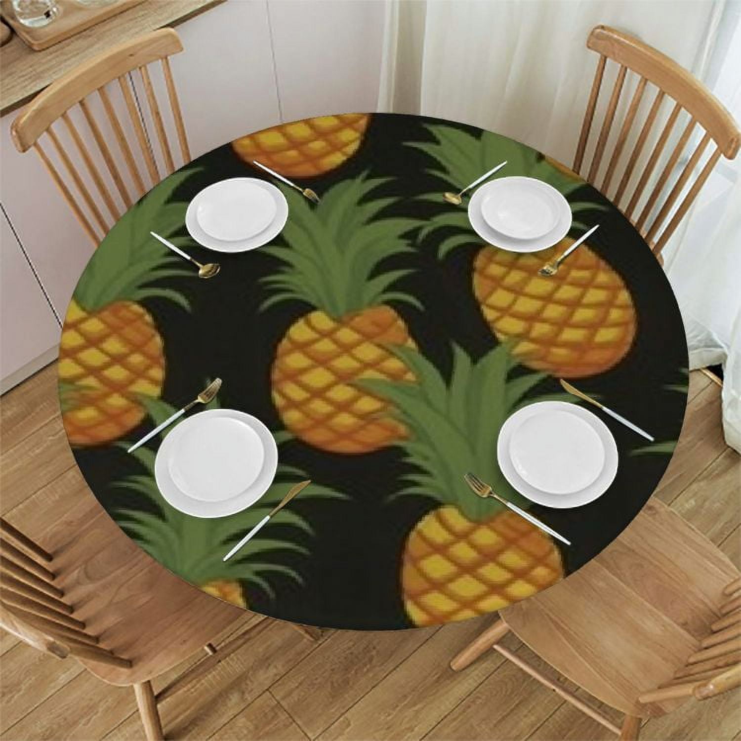 JEUXUS Orange Color Pineapples Pattern Round Tablecloth - Durable Proof ...