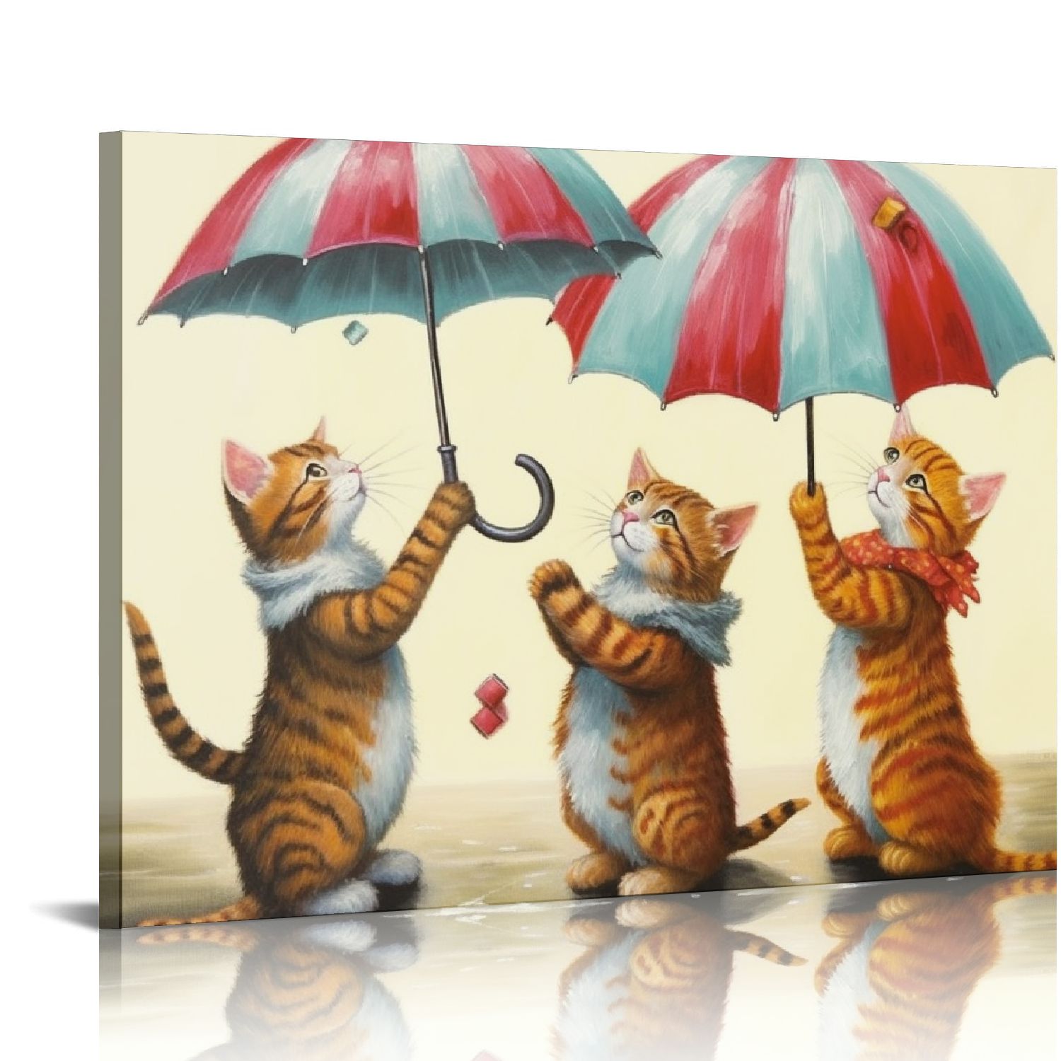 JEUXUS Orange Tabby Cat Wall Art Colorful Cat Artwork Cat Wall Art Cute ...