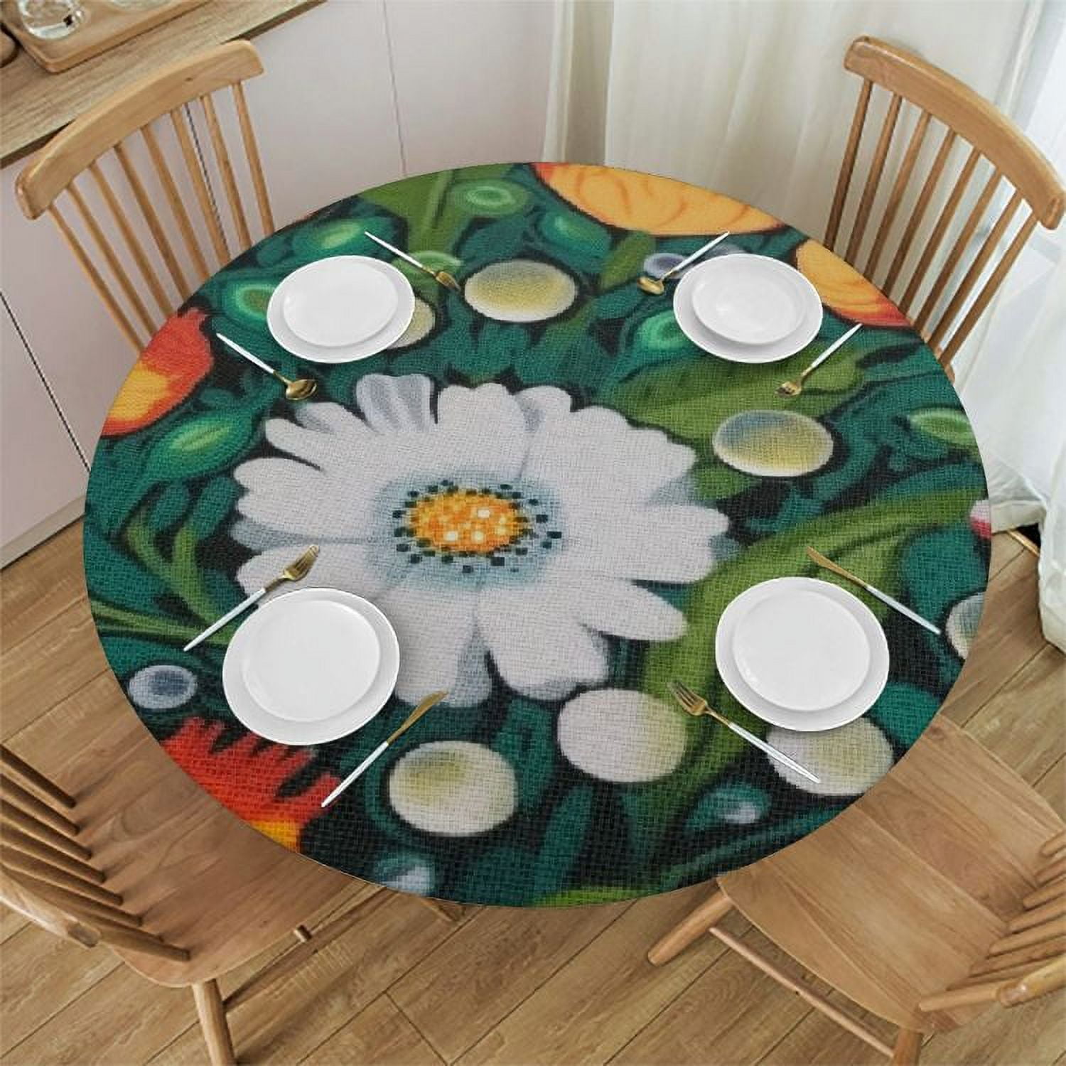 JEUXUS Outdoor and Indoor Round Tablecloth Waterproof Zippered Patio ...