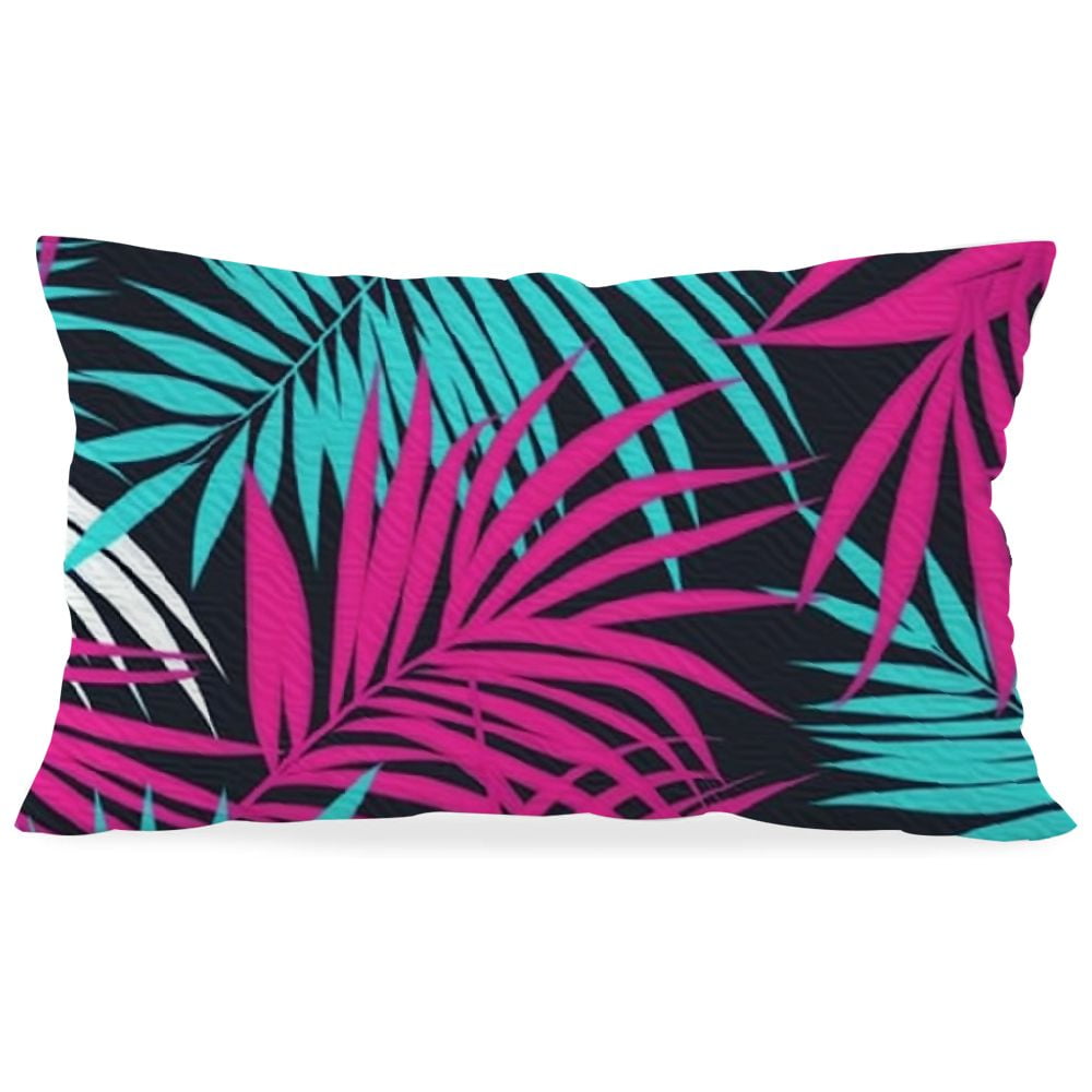 JEUXUS Palm Leaf Long Waist Pillow Cover 12 x 20 Inch Short Plush ...