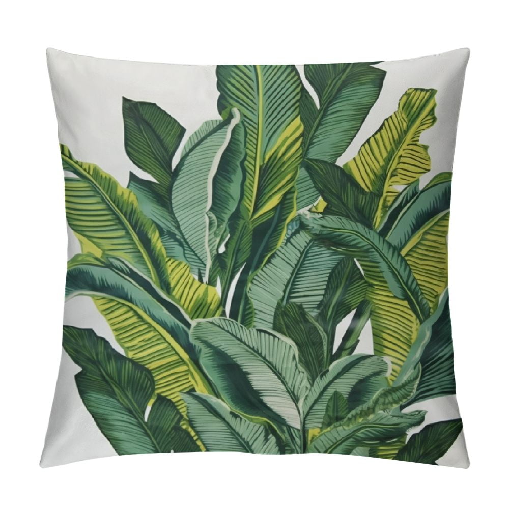 JEUXUS Palm Leaves Home Decorative Throw Pillows Covers, Tropical Leaf ...