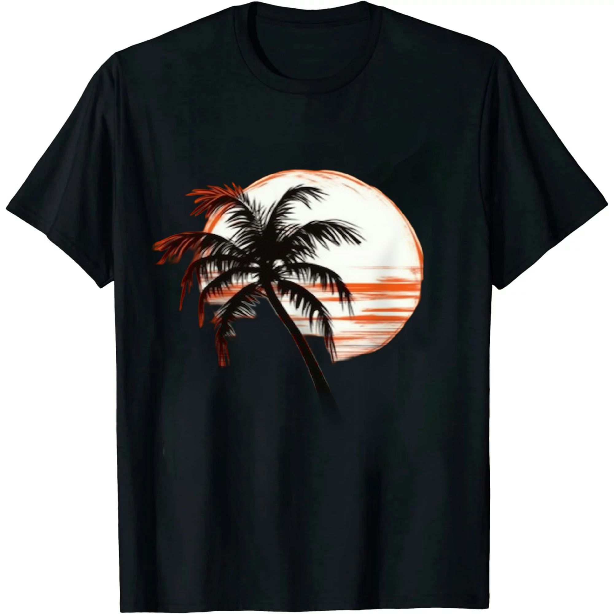 JEUXUS Palm Tree Shirts for Men, Sunset Beach Hawaiian Summer Vacation ...