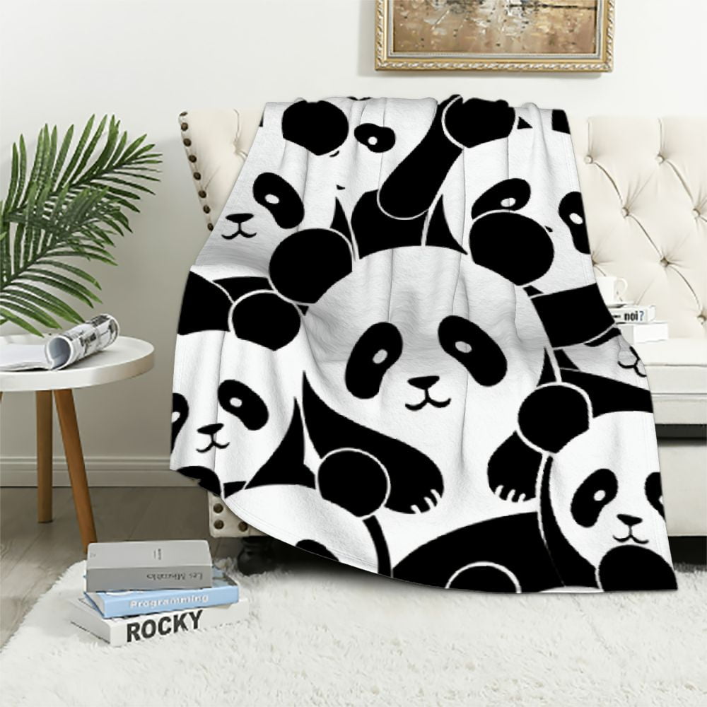 JEUXUS Panda Throw Blanket Panda Plush Sherpa Blanket Panda Gifts for ...