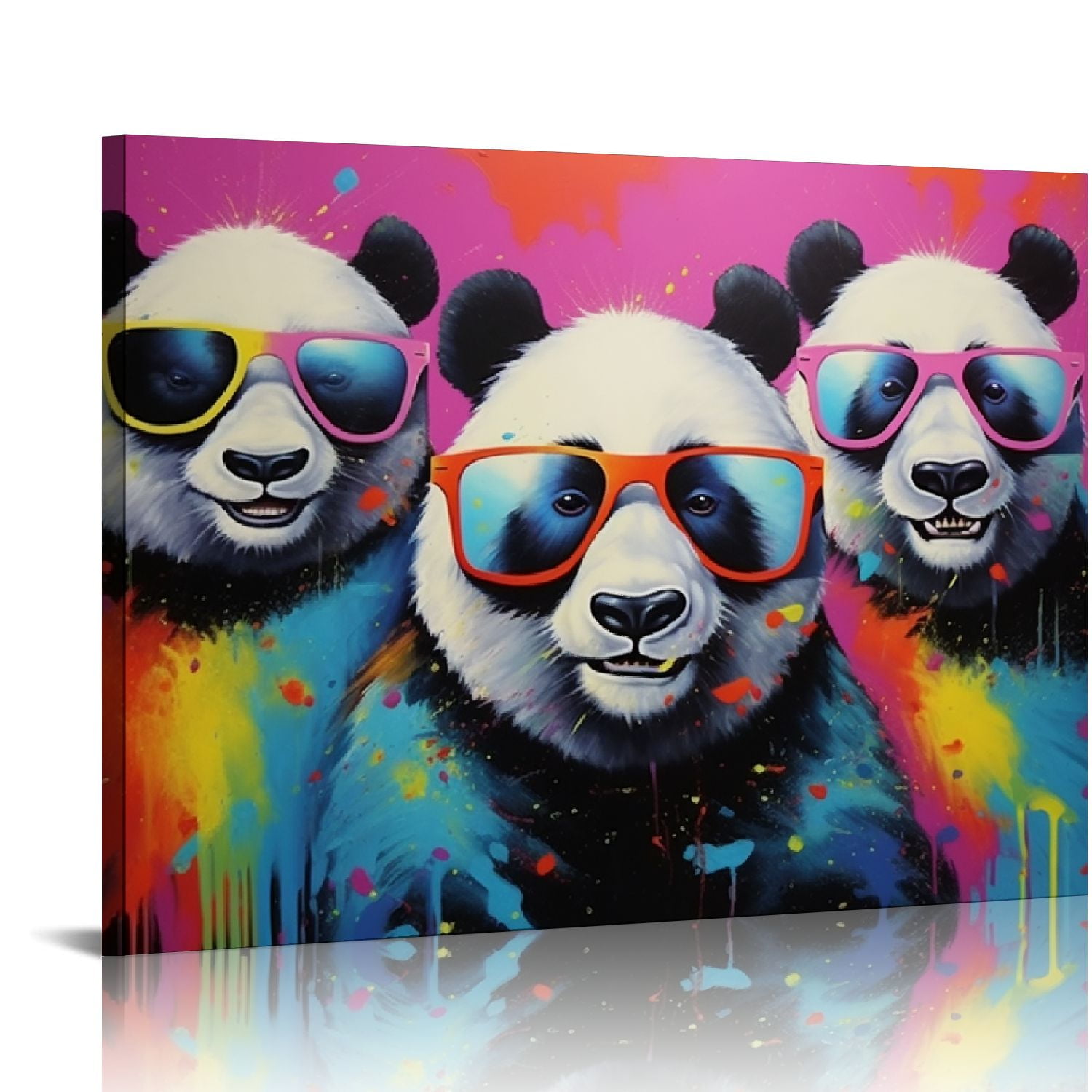 JEUXUS Panda Wall Art,Graffiti Cute Pandas Canvas Print Wall Decor ...