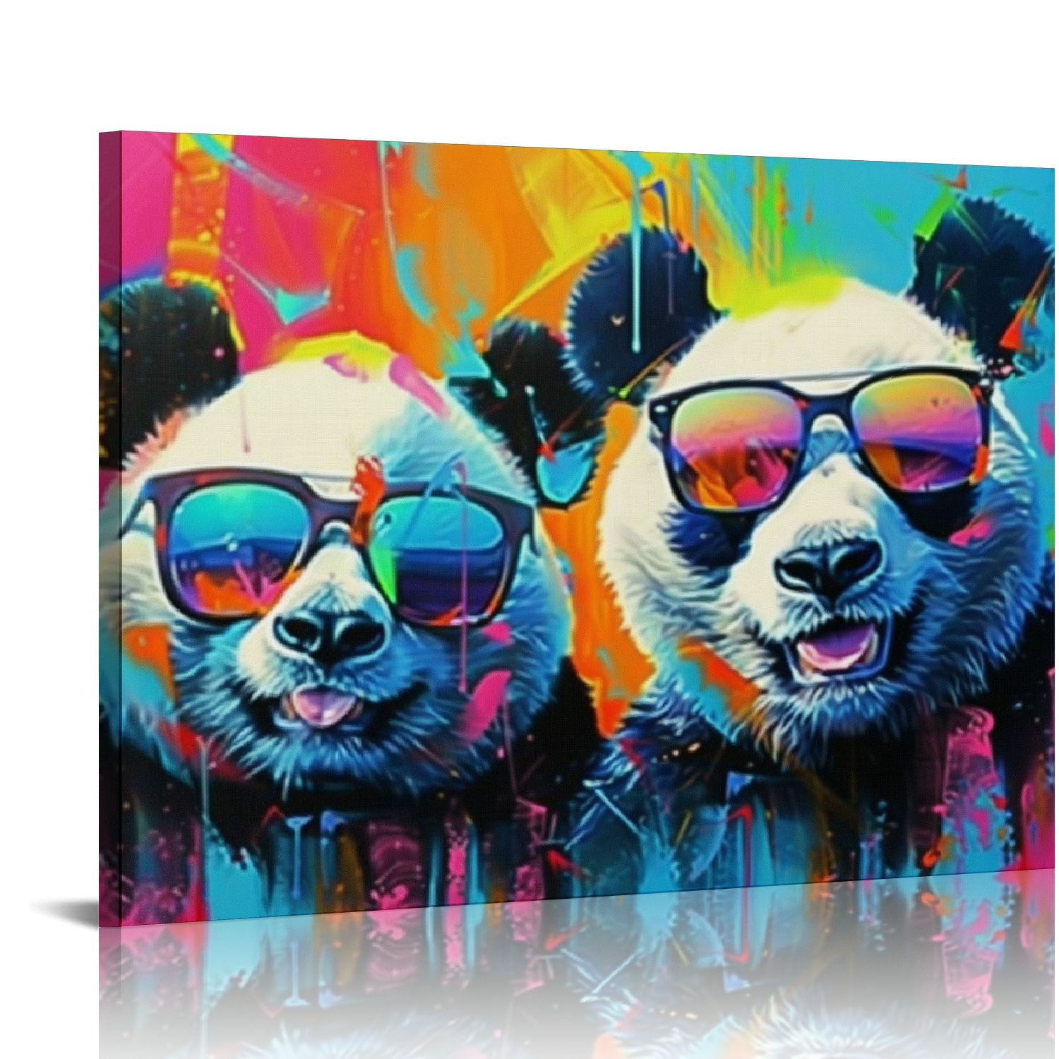 JEUXUS Panda Wall Art,Graffiti Cute Pandas Canvas Print Wall Decor ...