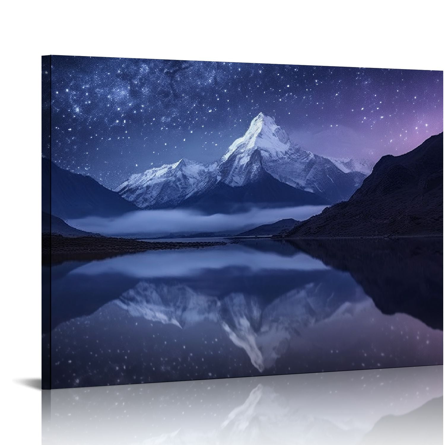 JEUXUS Peaceful Star Lake Landscape Wall Art For Bedroom,Starry Night ...