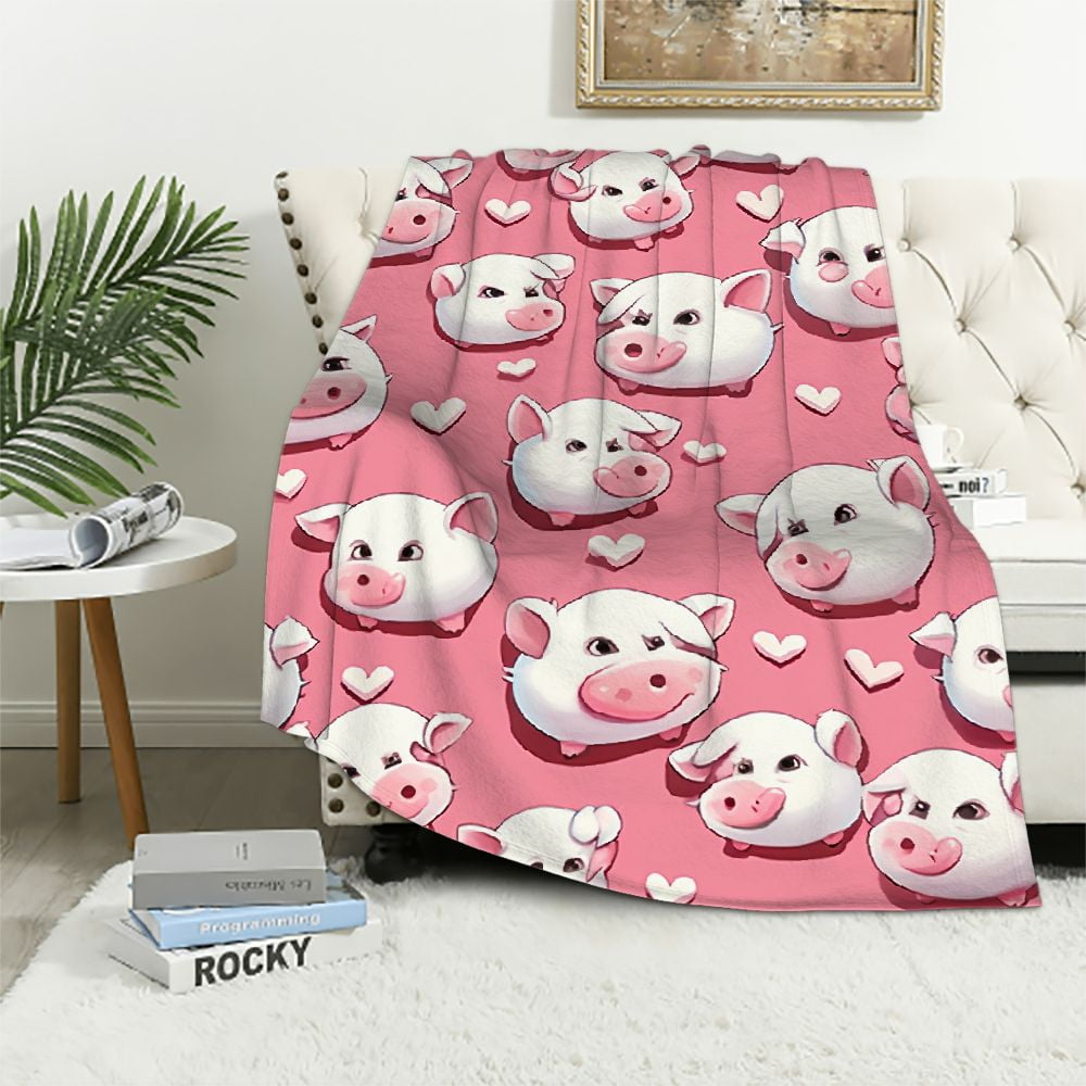 JEUXUS Pig Blanket Cute Pink Pig Throw Blanket for Boys Girl Women Pig ...