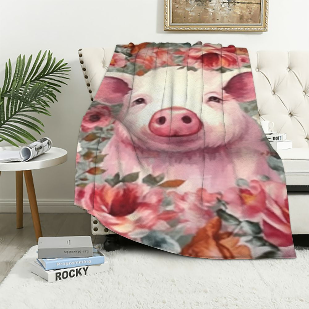 JEUXUS Pig Blanket and Throws Cute Cartoon Pig Throw Blankets Pig Decor ...