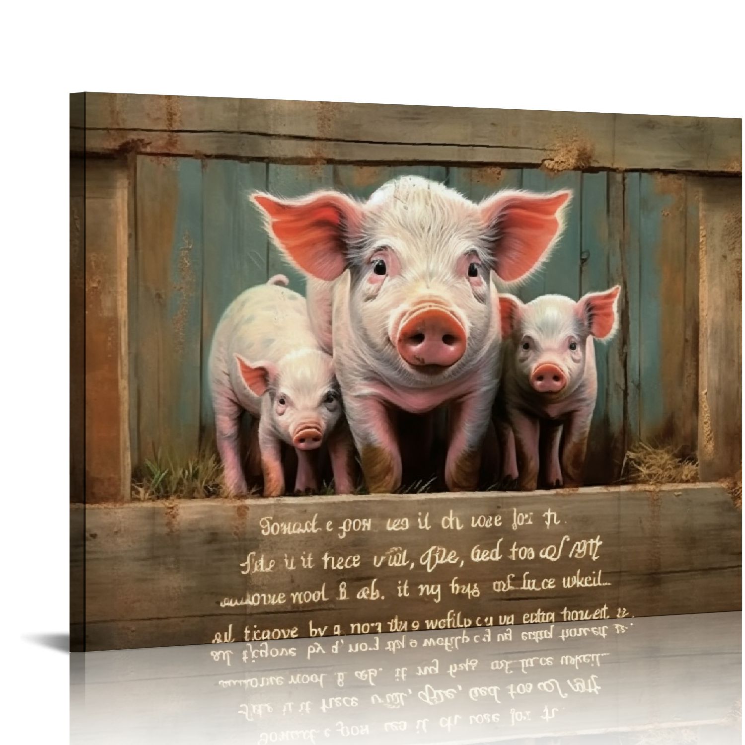 JEUXUS Pig Decor Wall Art Pink Pigs Kitchen Pictures Wall Decor Farm ...