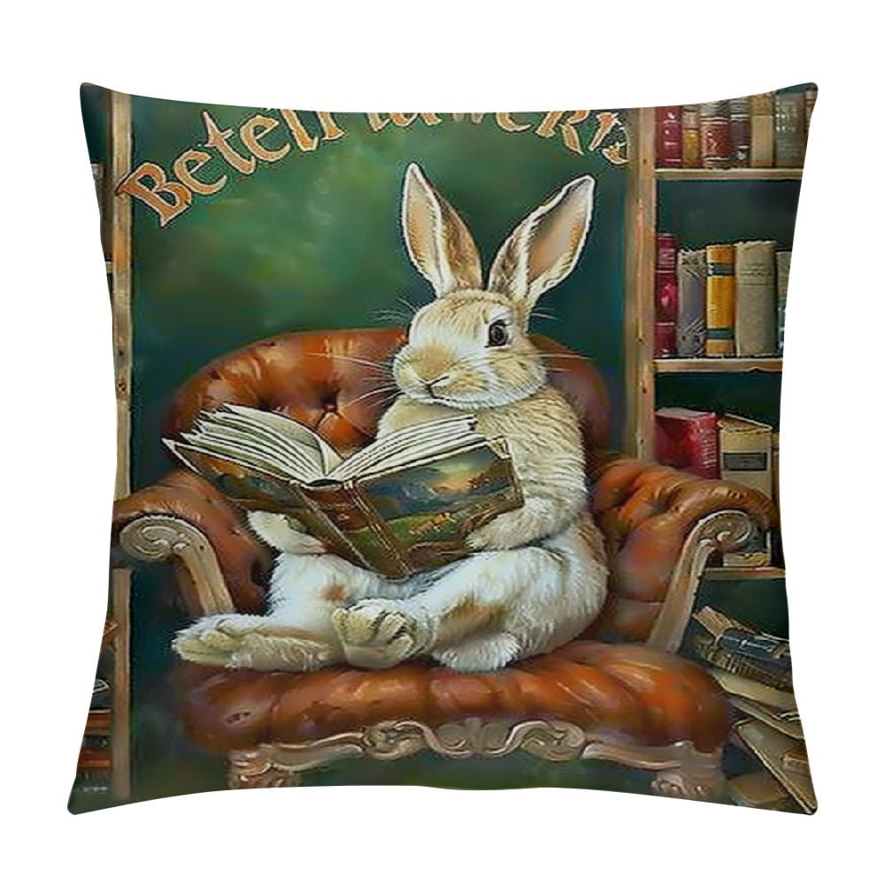 RUIYC Pillow Case Short Plush Rabbit Tin Sign I Read Books and I Know ...