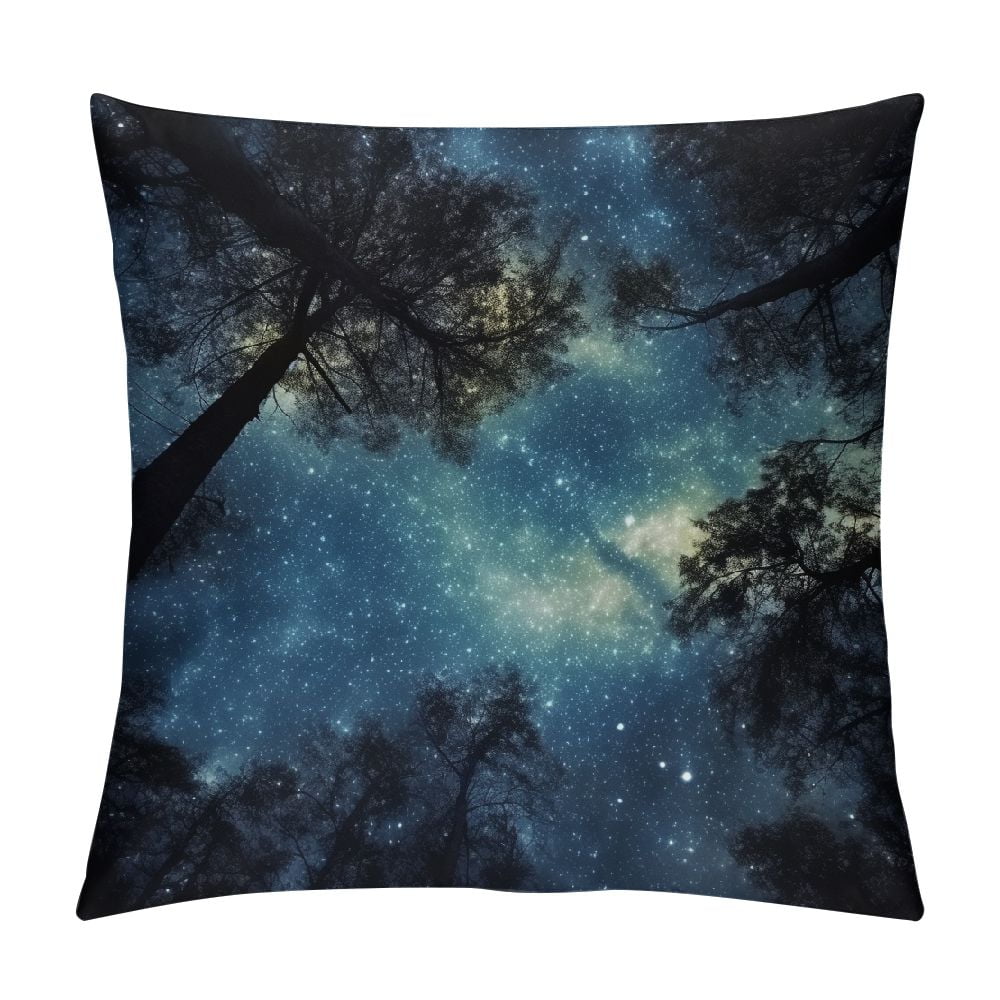 JEUXUS Pillow Cases Serene Starry Night The Milky Way and The Trees ...