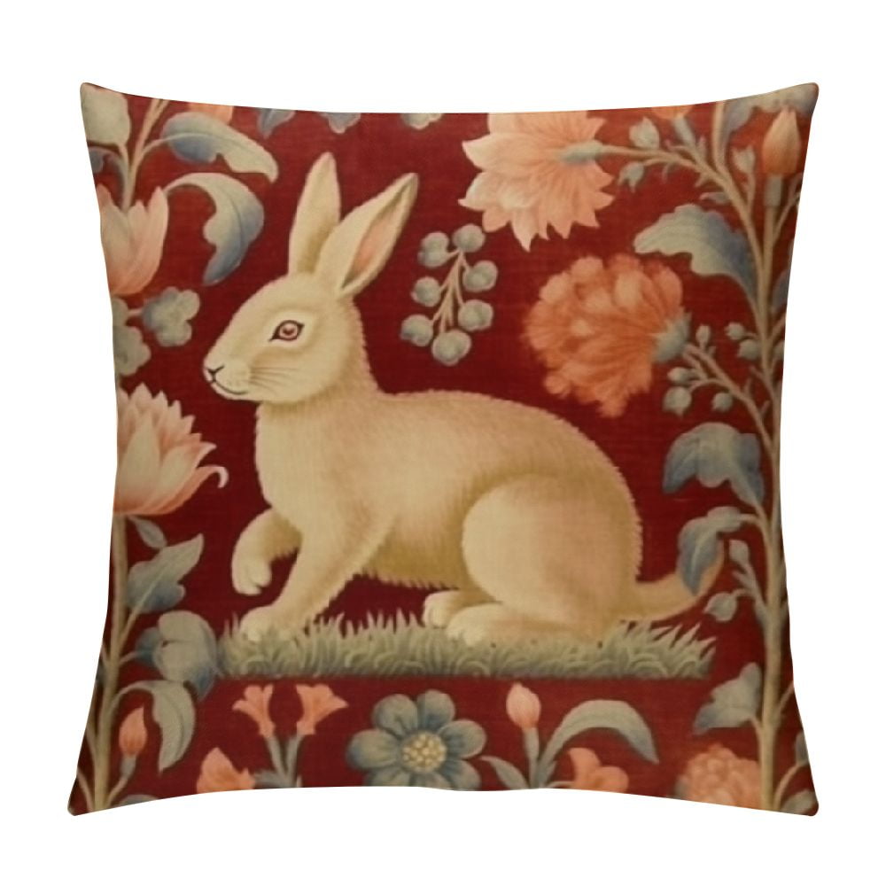 JEUXUS Pillow Cover,Medieval Rabbit I French Modern Throw Pillow Case ...