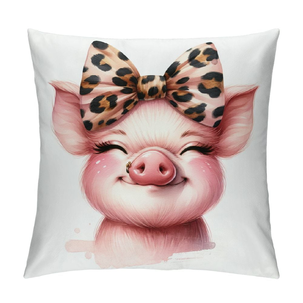 JEUXUS Pillowcase Pigs Funny Pig Wearing Leopard Bandana Isolated on ...
