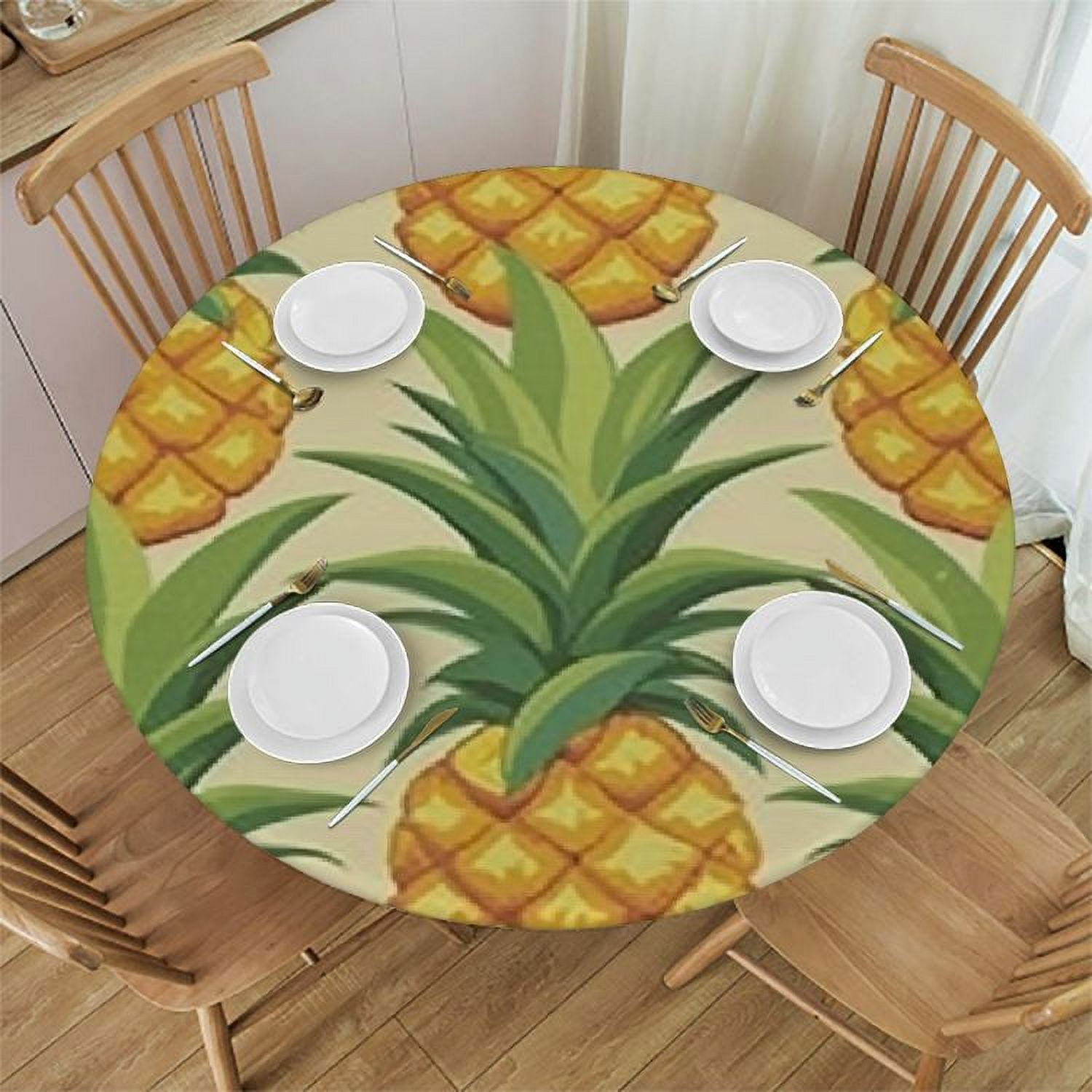 JEUXUS Pineapple Round Tablecloth Fresh Tropical Fruit Pineapple Table ...