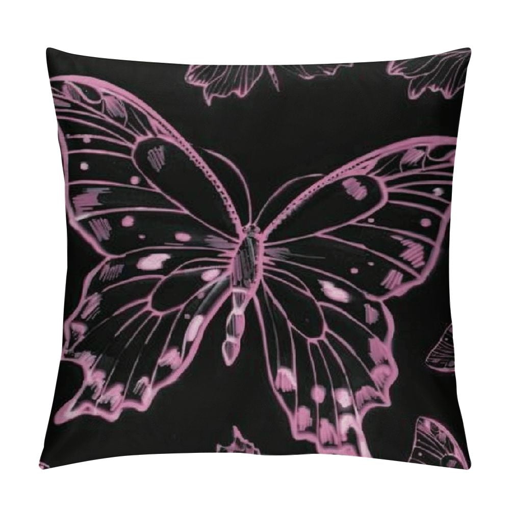 JEUXUS Pink Butterfly Short Plush Pillowcase, Butterfly Gifts, Soft ...