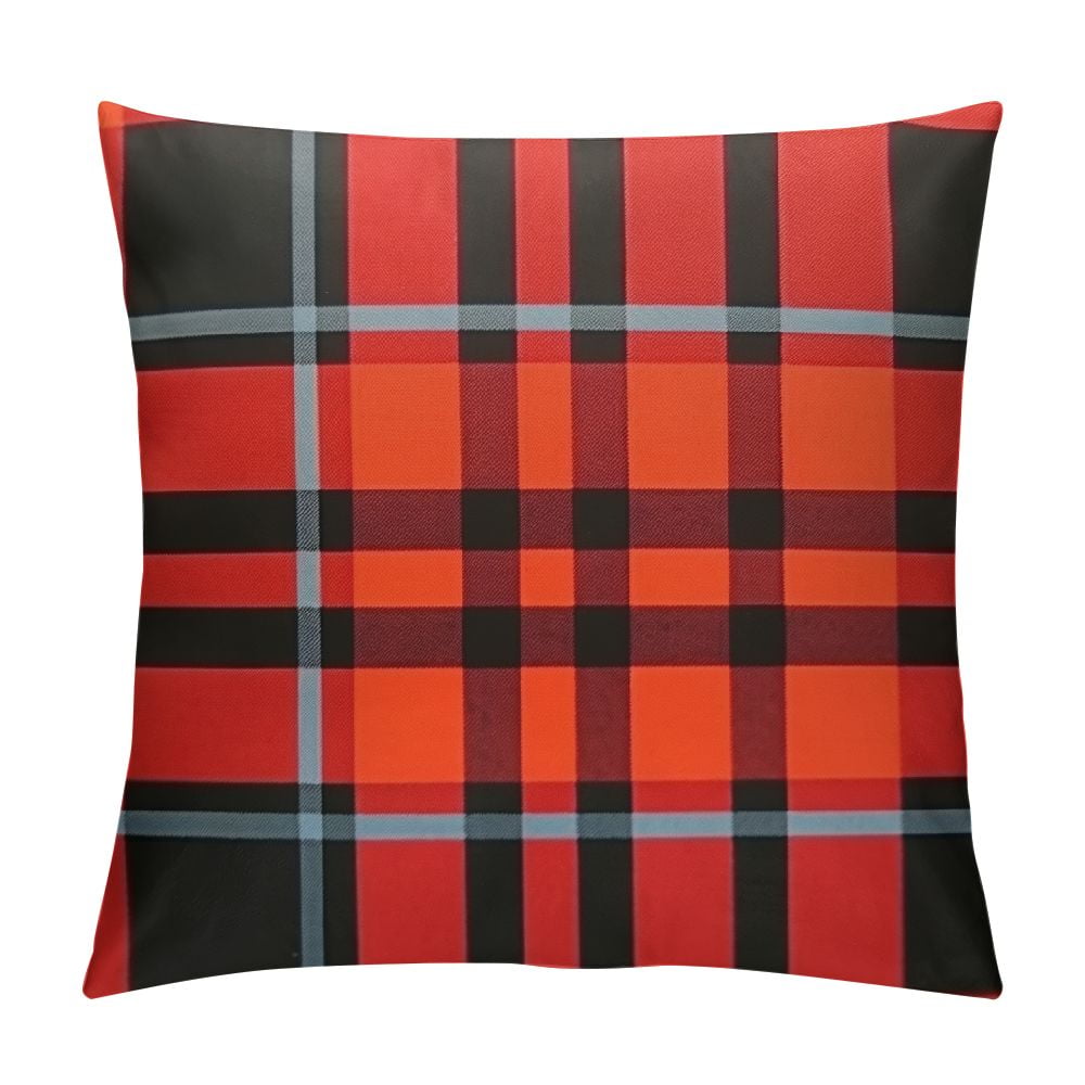 JEUXUS Plaid Throw Pillow Cover Cushion Cover Black and Red Buffalo ...