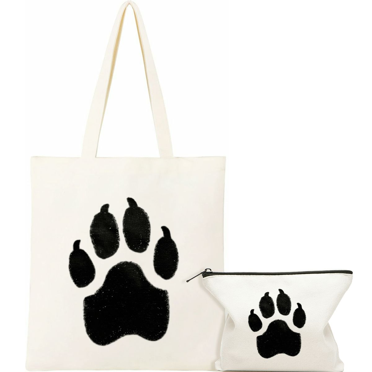 JEUXUS Portable Tote Bag Bear Paw Print Track Panda Polar Grizzly Black ...