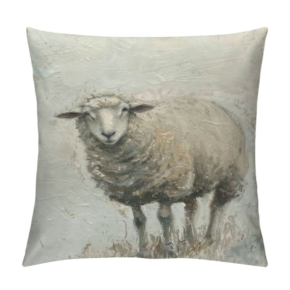 JEUXUS Printed on Both Sides Plush Pillowcase Minimal Sheep Painting ...