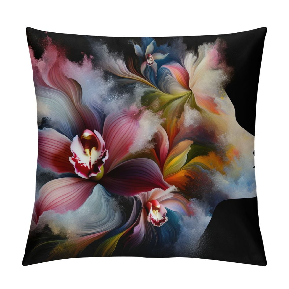 JEUXUS Purple Lotus Flower Print Fashion Short Plush Pillow Case White ...