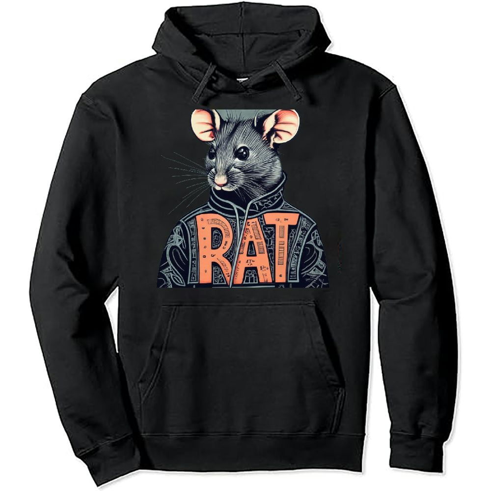 JEUXUS Rat Vintage Retro Silhouette Gift Pullover Hoodie - Walmart.com