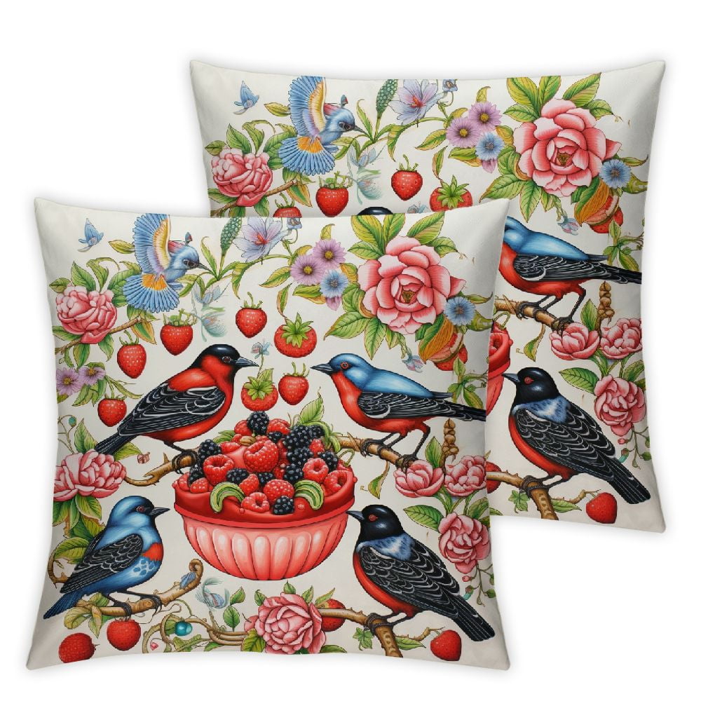 JEUXUS Red Cardinals Throw Pillow Cover 2PCS Kids Pine Cones Decorative ...