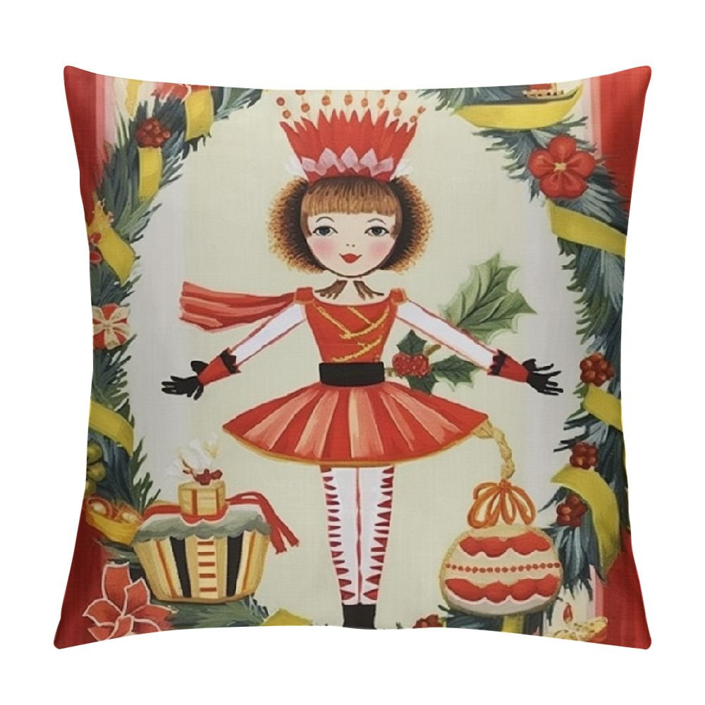 JEUXUS Red Christmas Pillow Covers Farmhouse Christmas Decorations ...