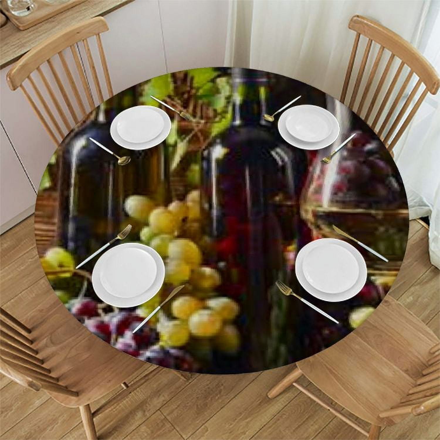 JEUXUS Red White Wine Table Cloth Goblet Glass Grapes Fruit Wooden ...