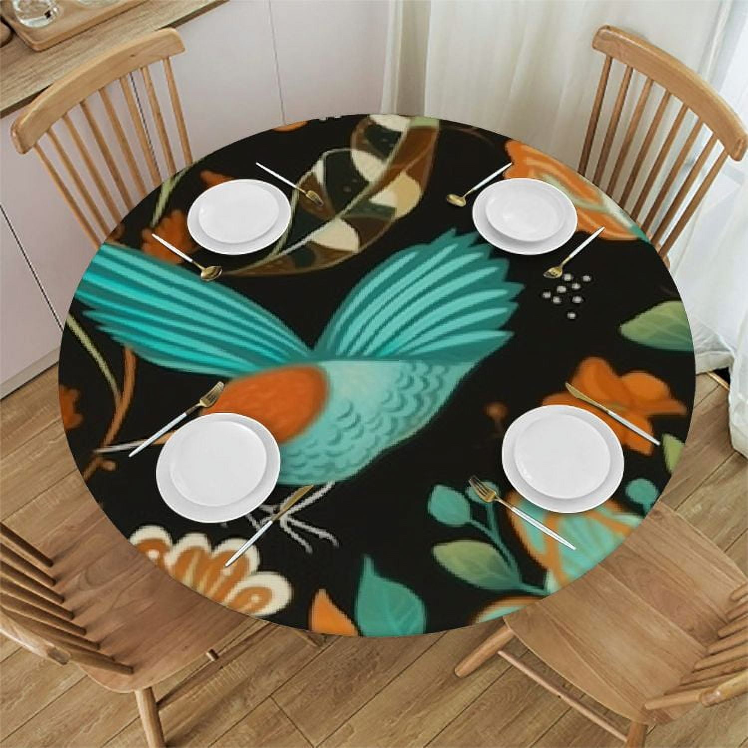 JEUXUS Retro Bohemia Round Table cover Rustic Vintage Flower Leaves ...