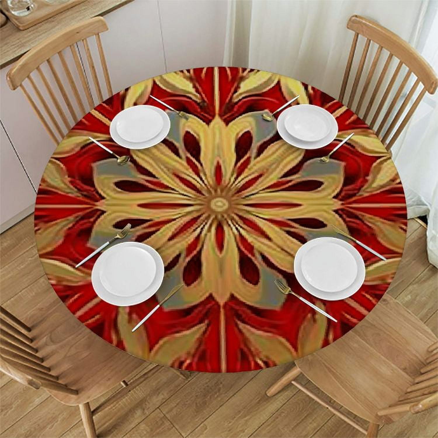 JEUXUS Retro Datura Geometric Decoration Pattern Round Reusable ...