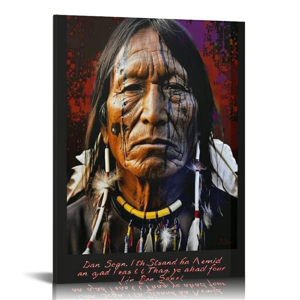 JEUXUS Retro Native American Indian Poster Framed Canvas Inspirational ...