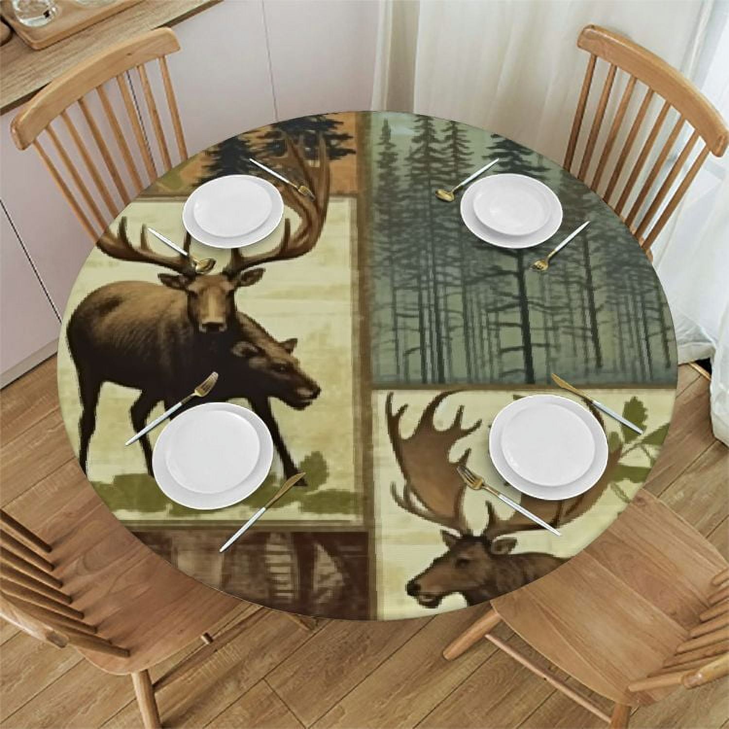 JEUXUS Retro Rustic Style Round Tablecloths - Vintage Farmhouse Hunting ...