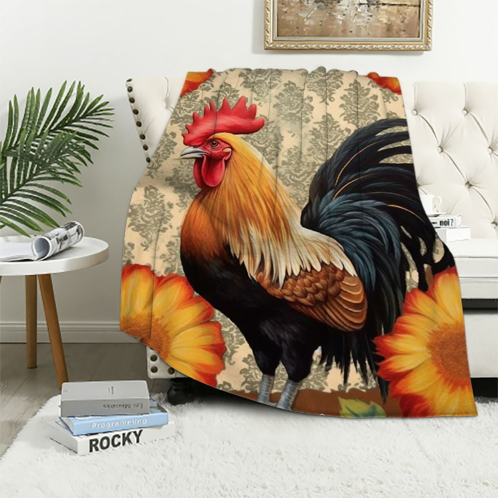 JEUXUS Rooster Chicken Blanket Rooster Gifts for Girls Boys Chicken ...