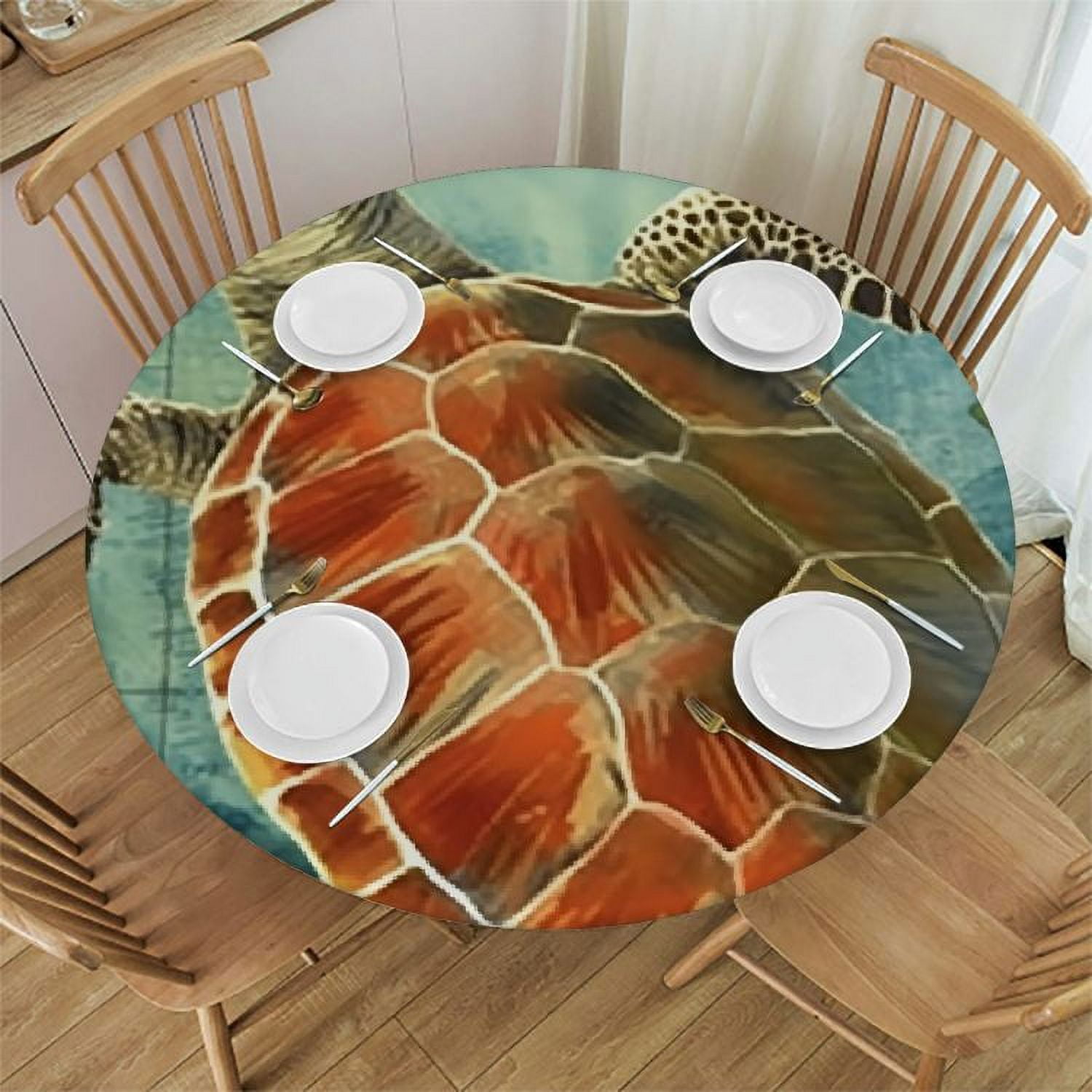 JEUXUS Round Fitted Tablecloth Elastic Edge,for Round Tables,Vintage ...