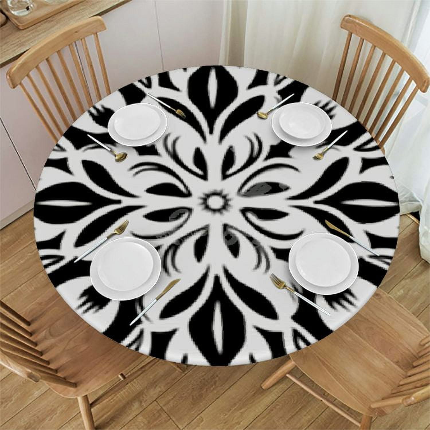 JEUXUS Round Polyester Tablecloth Washable Mandala Vintage Floral ...