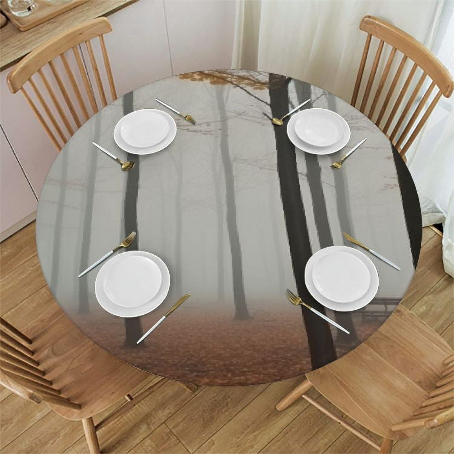 JEUXUS Round Table Cover Mystical Autumn Forest Yellow Fallen Leaves ...