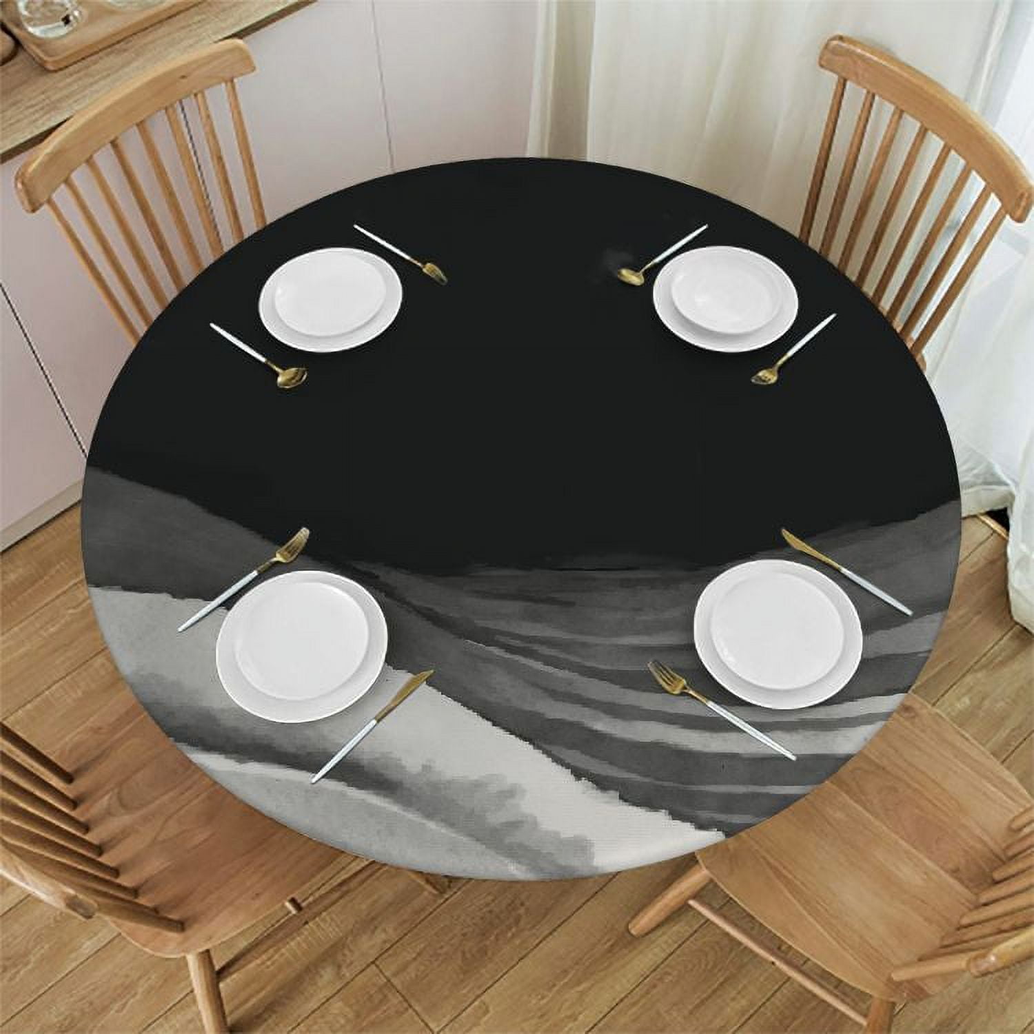 JEUXUS Round Table Cover, Waterproof Reusable Table Cloth Round Fitted ...